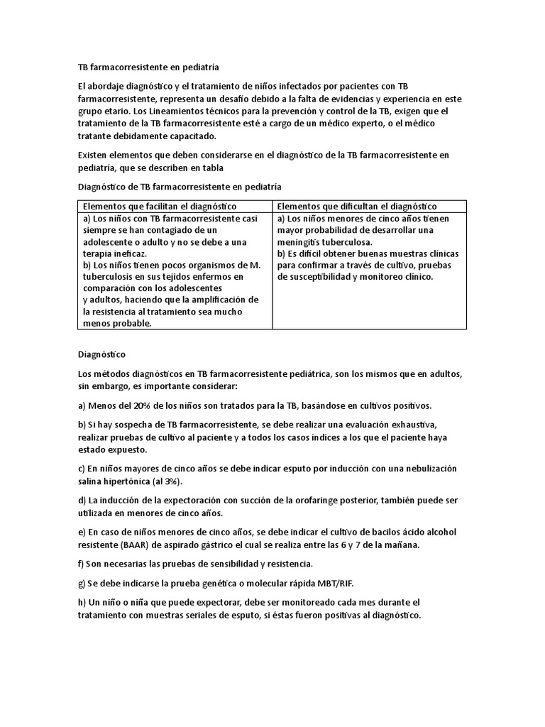 Seguimiento Del Niño Con Tuberculosis | PDF | Tuberculosis ...