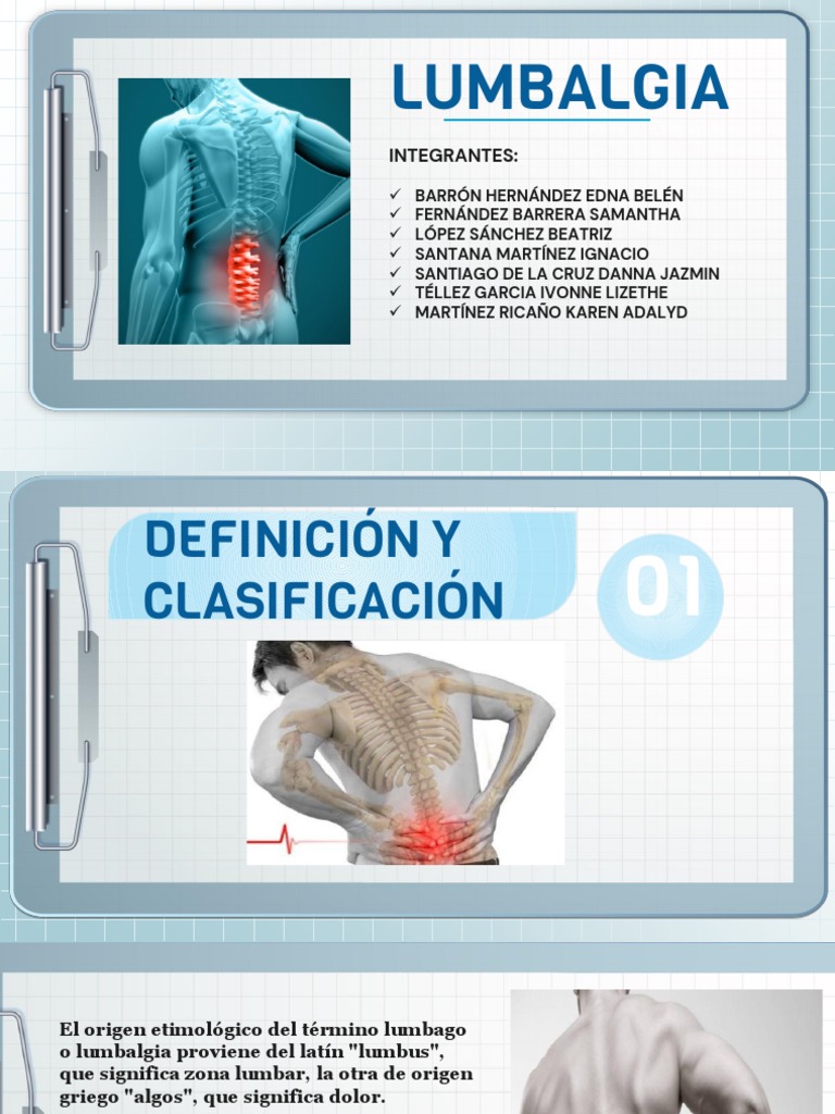 Definición y Clasificación de Lumbalgia | PDF | Dolor lumbar | Medicina ...