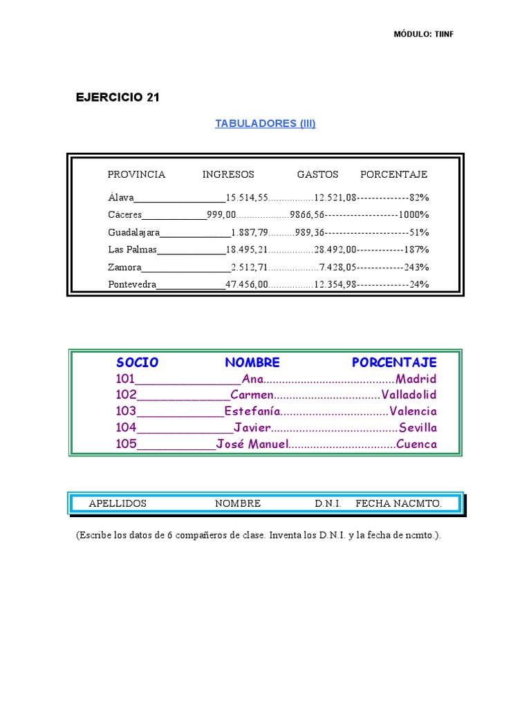 21 WORD Tabuladores III | PDF