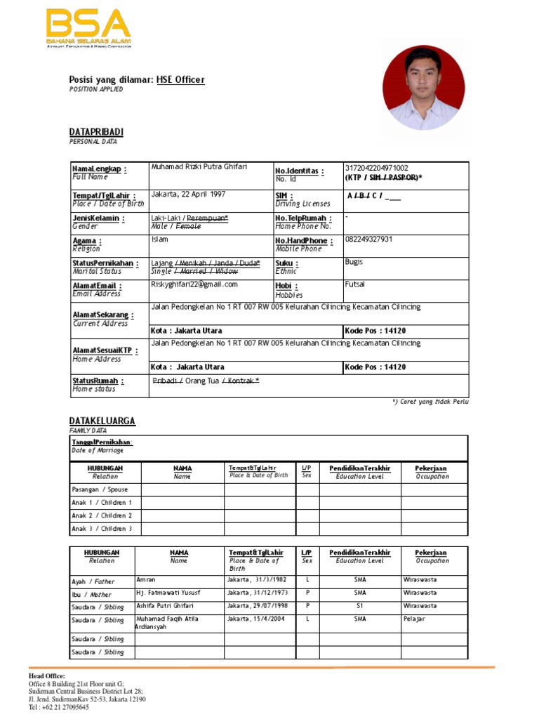 HSE Officer Application Form | PDF | Social Institutions