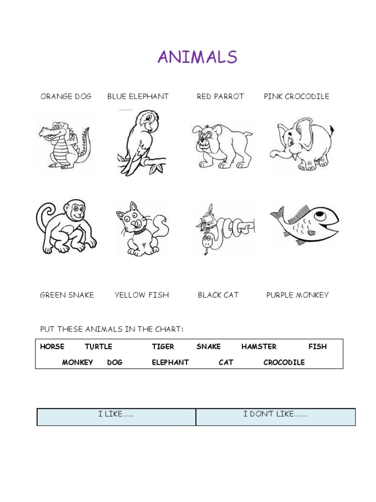 Animals Match & I Like... Don't Like | PDF