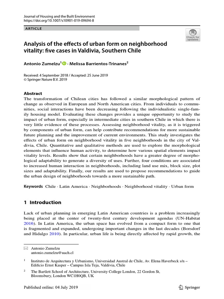 Analysis of The Efects of Urban Form On Neighborhood | Download Free ...