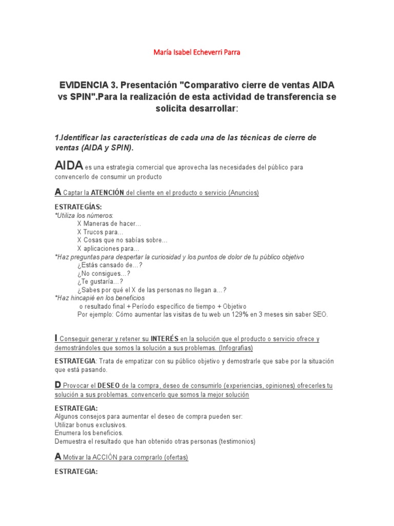 Cierre de Ventas AIDA y ESPIN | PDF | Esmalte de dientes | Cliente