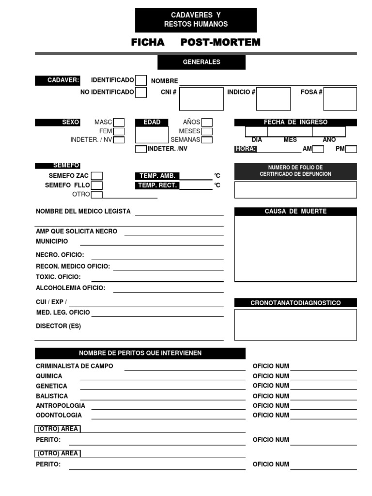 Ficha Post Mortem | PDF | Ropa | Cabeza y cuello humanos