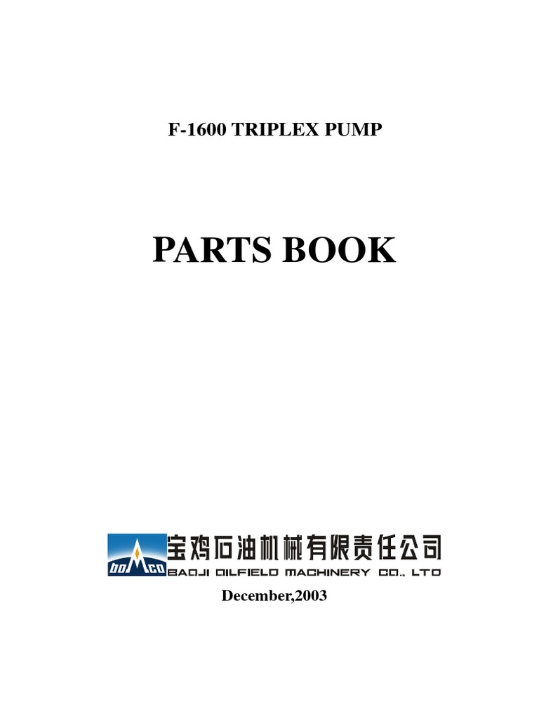 F-1600 Pump Parts Catalog | PDF | Pump | Mechanical Engineering