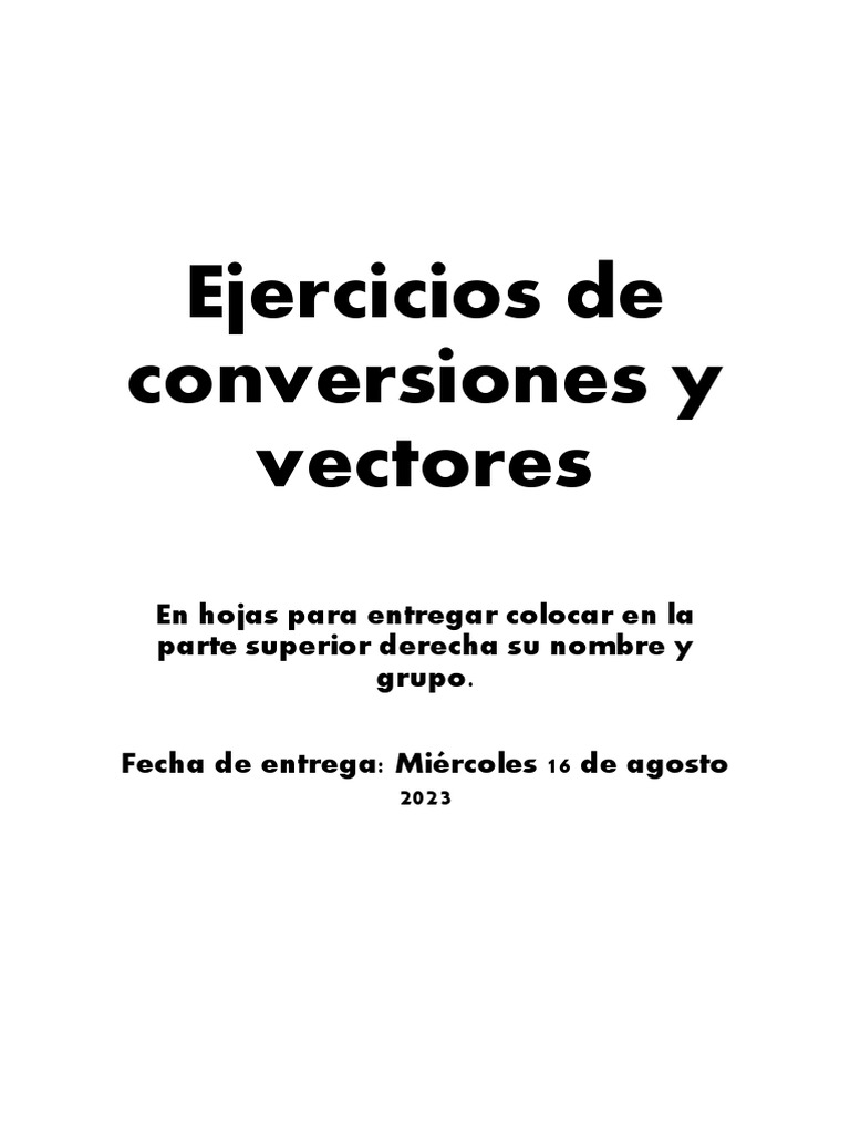 Ejercicios de Conversiones y Vectores | PDF