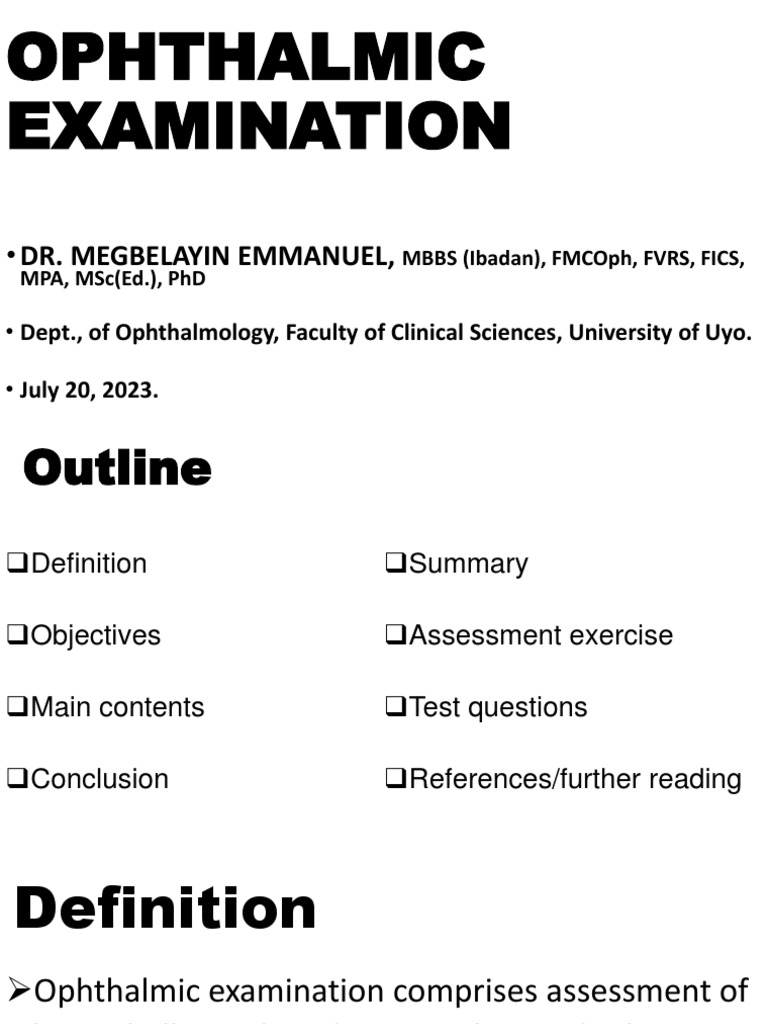 Ophthalmic Examination | PDF | Human Eye | Light