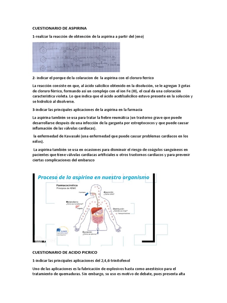 Cuestionario de Aspirina | PDF | Aspirina | Ácido