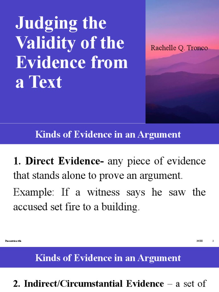 Judging The Validity of The Evidence From A Text | PDF | Fallacy | Evidence