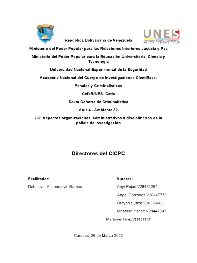 Directores de La CTPJ-CICPC | PDF | Venezuela | Policía