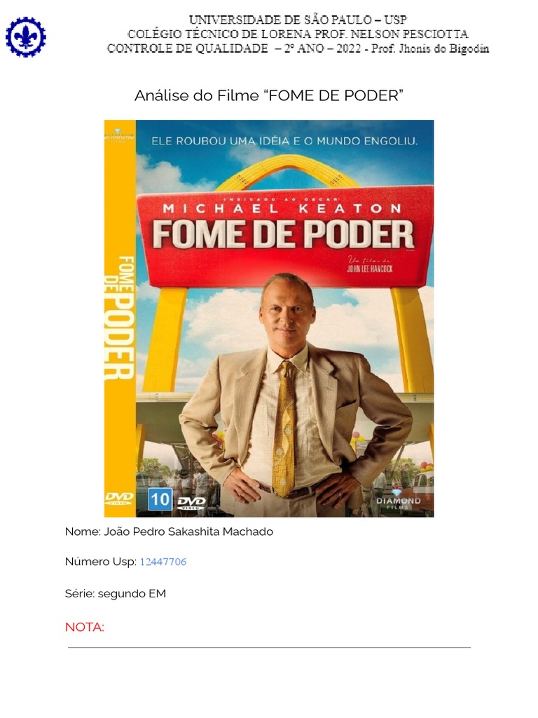 Análise Do Filme “FOME de PODER” - Documentos Google Original | PDF | McDonald's | Business
