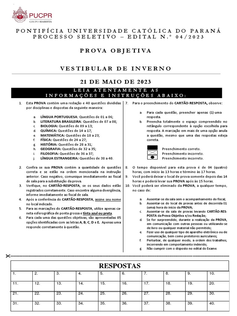 Gabarito Vestibular de Inverno DC 2023 | PDF | Brasil | Fascismo