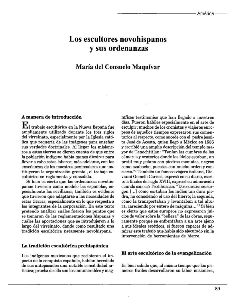 Los Escultores Novohispanos y Sus Ordenanzas - Maquívar | PDF | Nueva ...