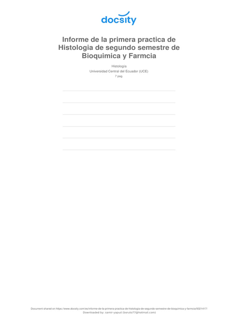 Docsity Informe de La Primera Practica de Histologia de Segundo Semestre de Bioquimica y Farmcia ...