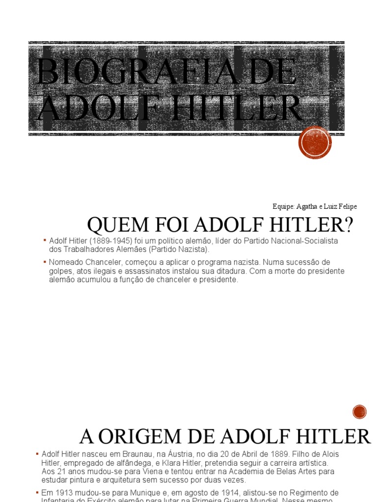 Biografia de Adolf Hitler | PDF | Alemanha nazista | Adolf Hitler