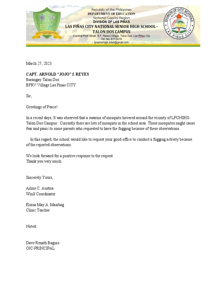 Fogging Request Letter | PDF