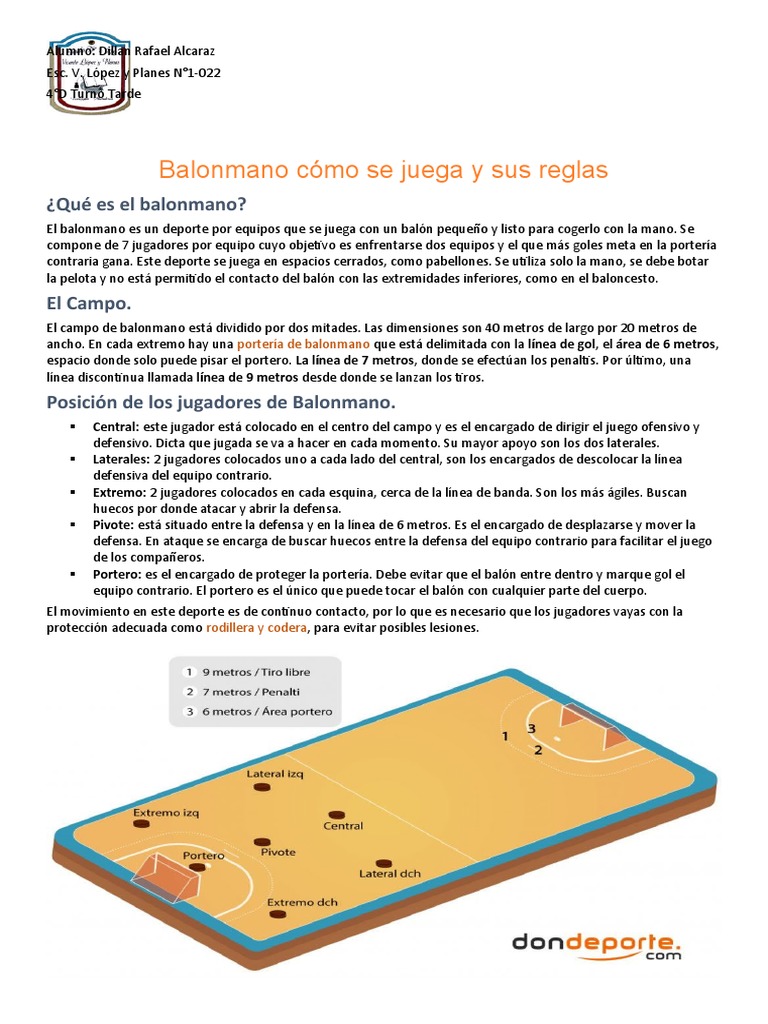 Balonmano Cómo Se Juega y Sus Reglas | PDF