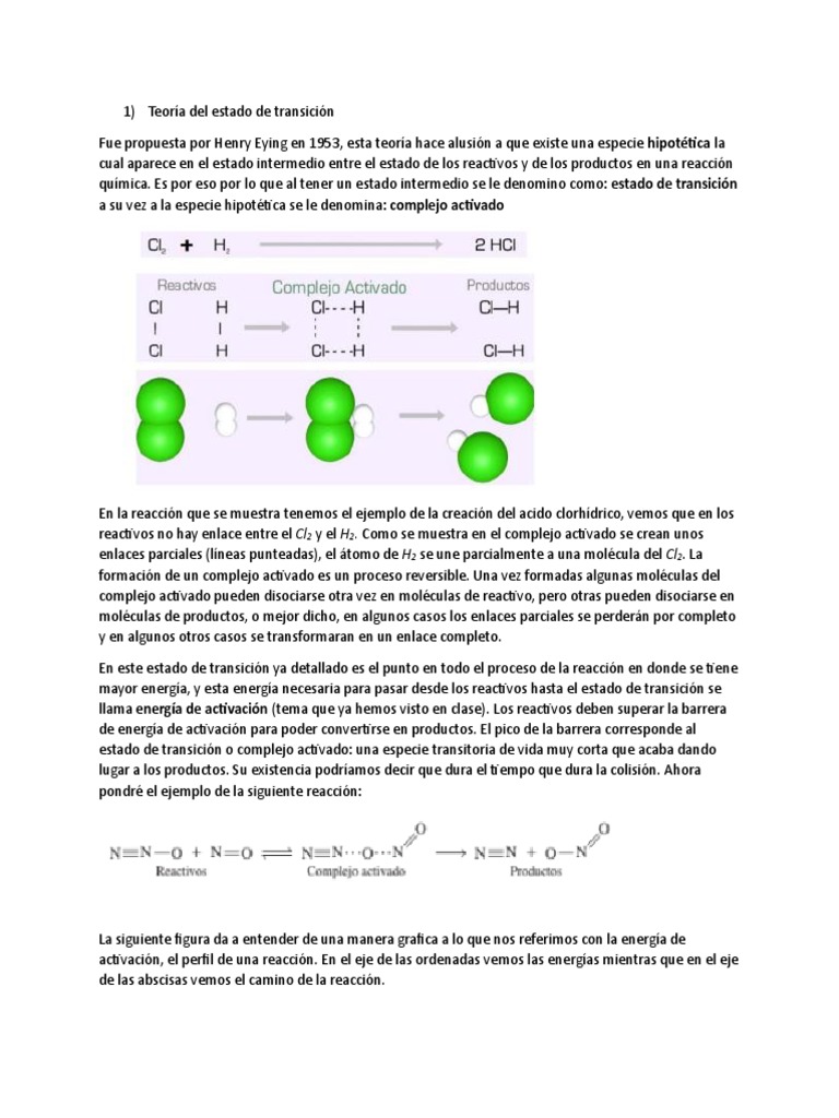 Teoría Del Estado de Transición | Descargar gratis PDF | Reacciones ...