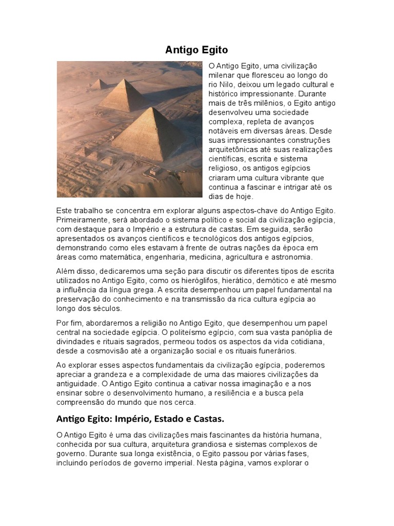 Antigo Egito Pdf Antigo Egito Escrita