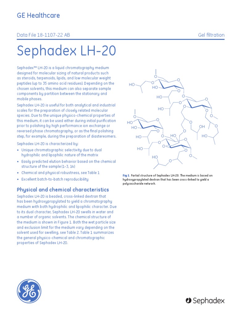 Sephadex LH-20 | PDF | Chromatography | Chemical Substances