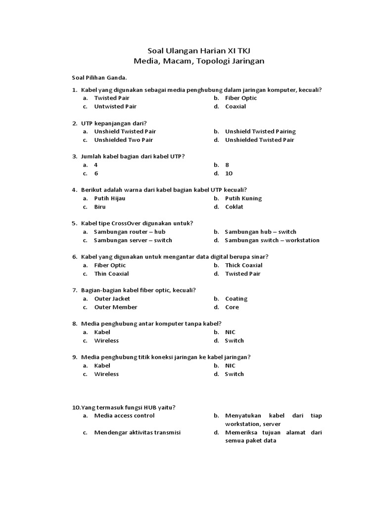 Soal Latihan Topologi Jaringan | PDF