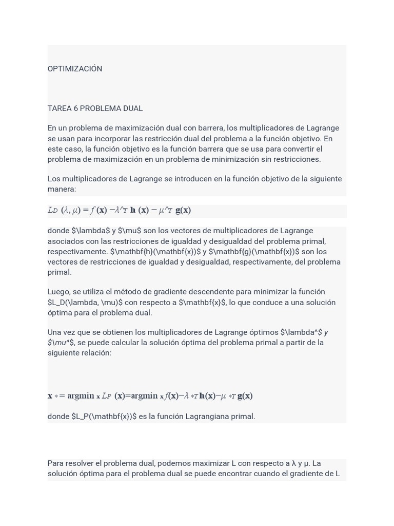 optimizacion dual | PDF