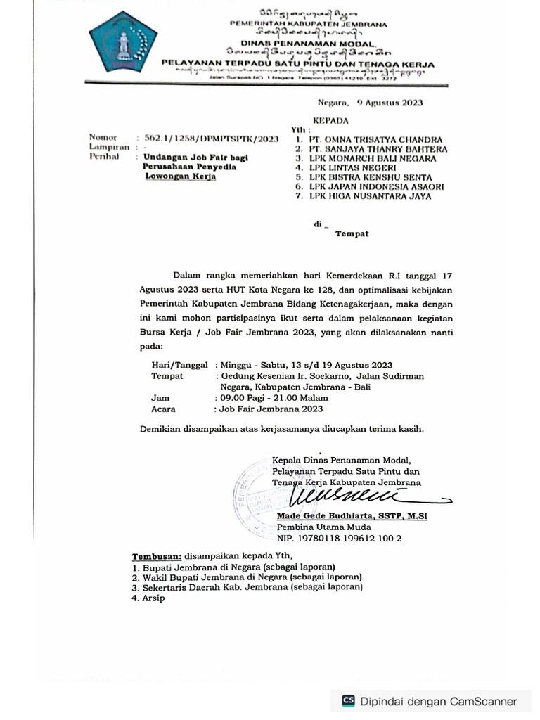 Surat Undangan Job Fair | PDF