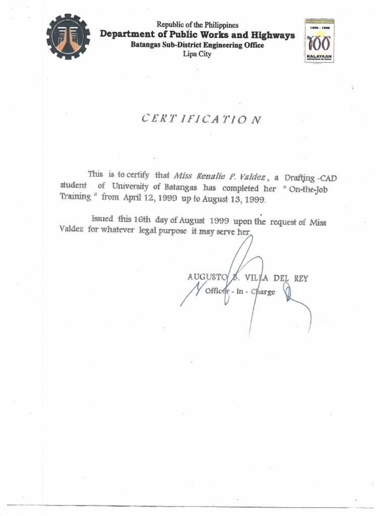 Certificate DPWH | PDF