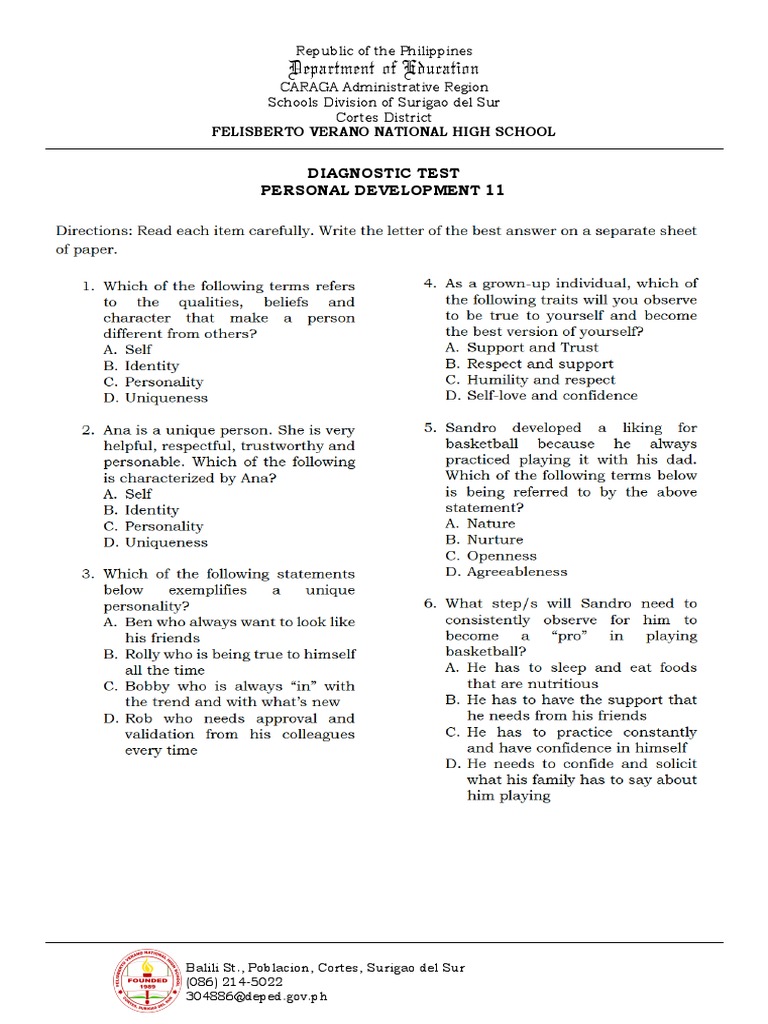 Diagnostic Test | PDF