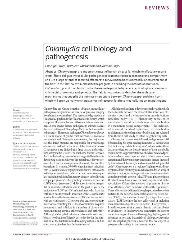 Biología Celular y Patogénesis de Chlamydia | PDF | Secretion | Biotechnology