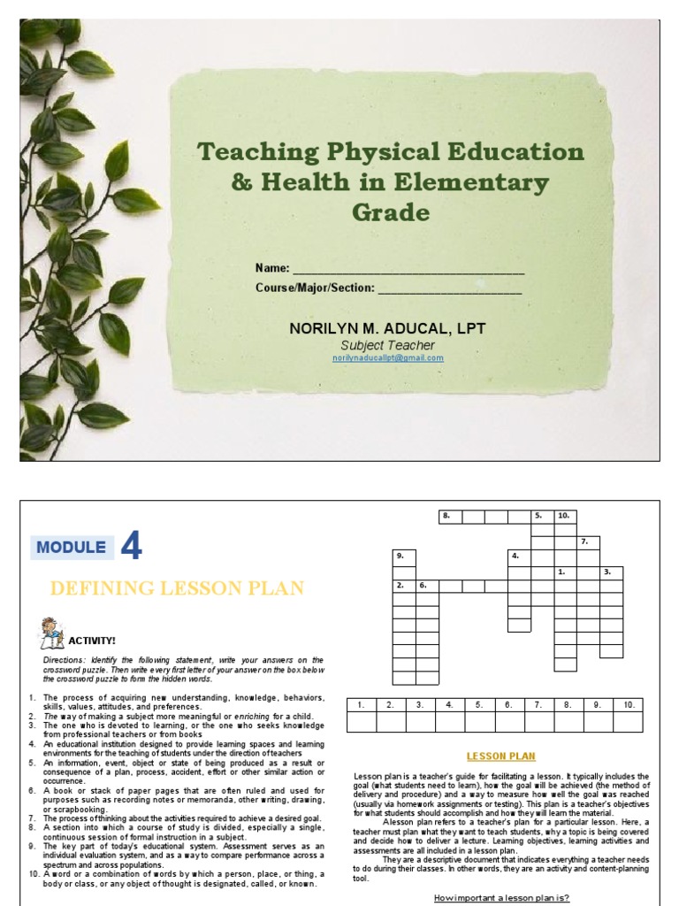 Physical Education Lesson Planning Guide | PDF | Lesson Plan | Teachers