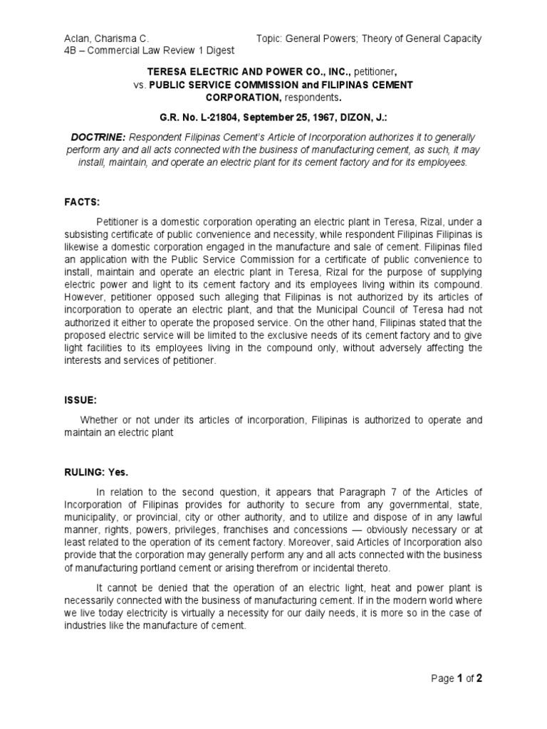 68 - Teresa Electric & Power, Co., Inc. v. Public Service Commission, G ...