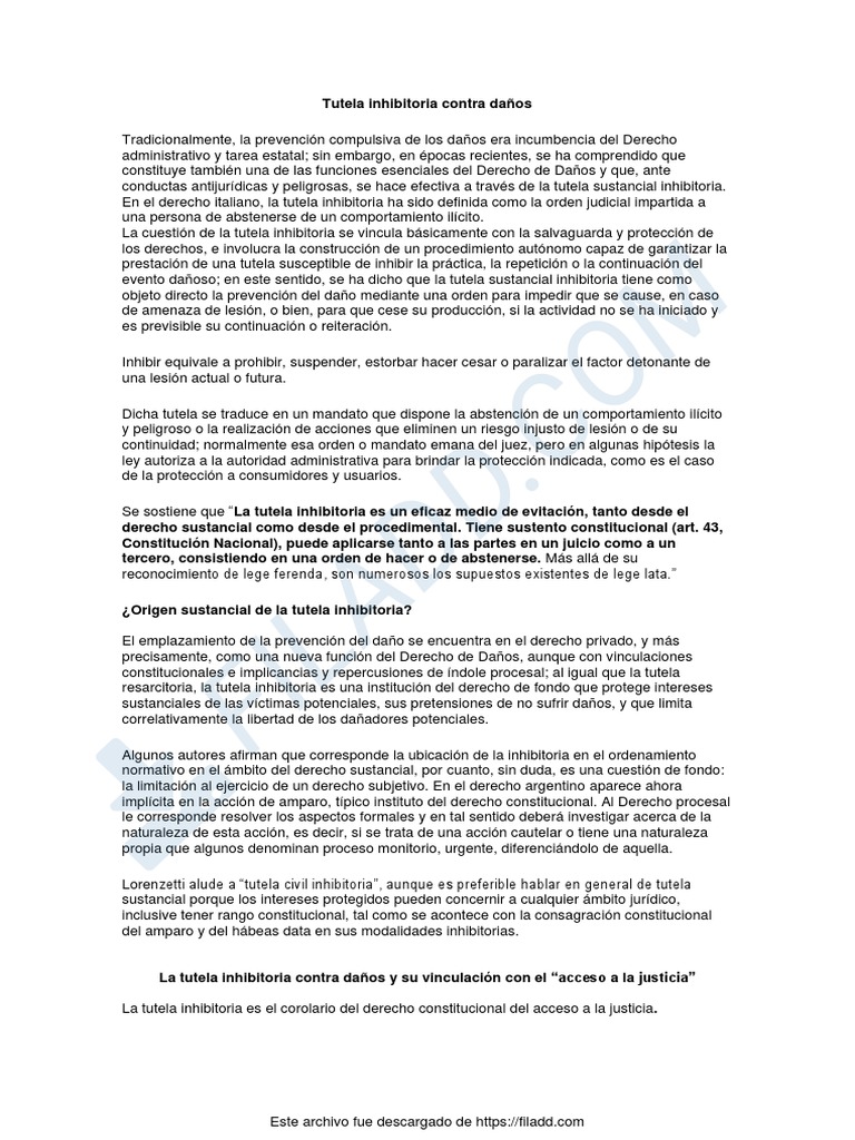 Tutela Inhibitoria | PDF | Mandato | Ley procesal