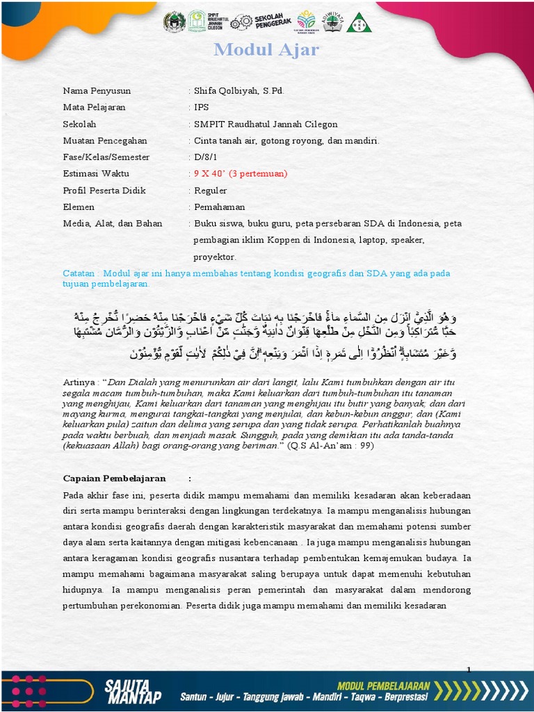 Modul Ajar 1 (Pertemuan 1-3) Fix | PDF