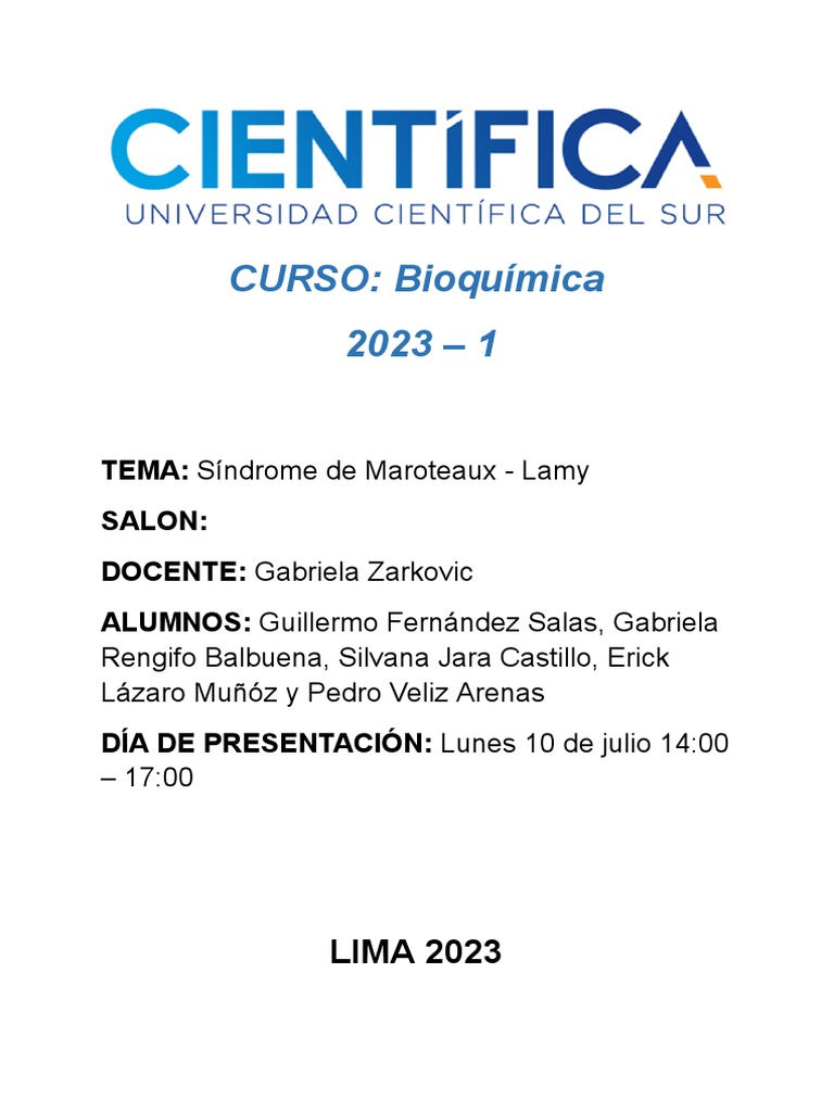 Caso Clínico Doc (Síndrome de Maroteaux - Lamy) | PDF