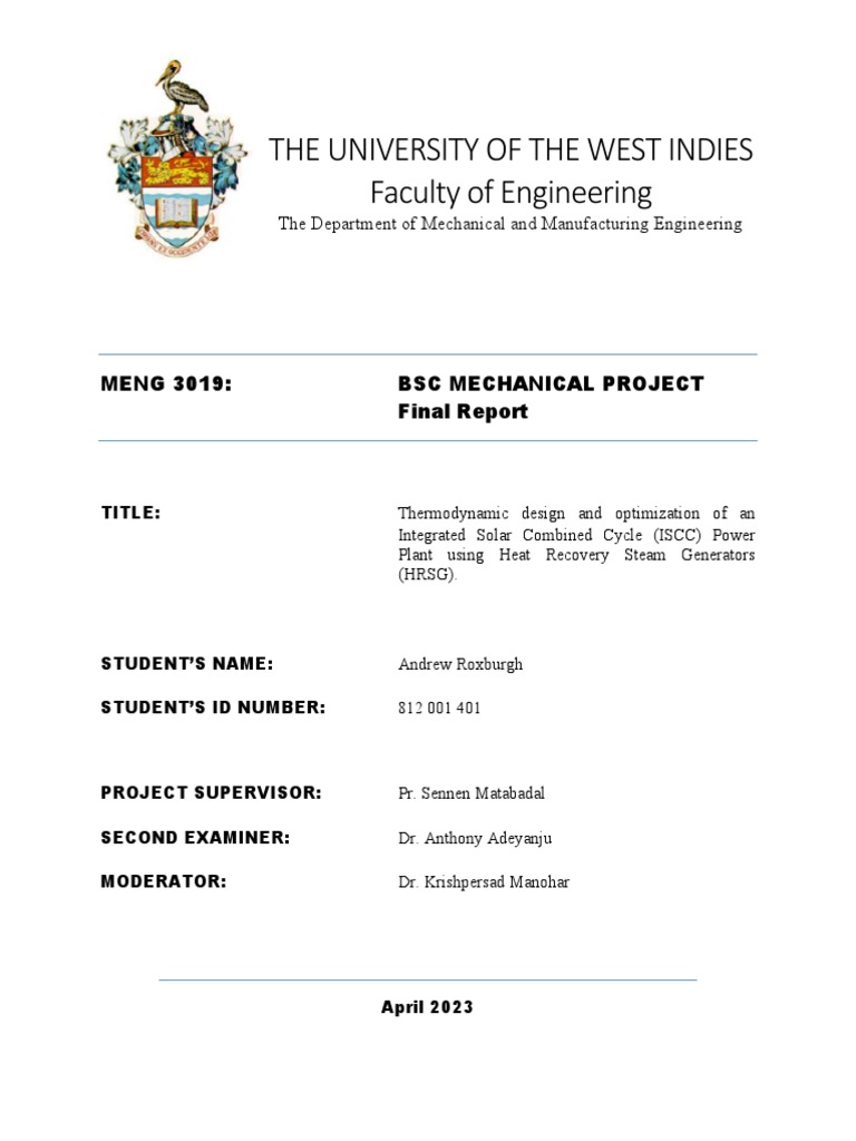 Thermodynamic Design and Optimization of An Integrated Solar Combined ...