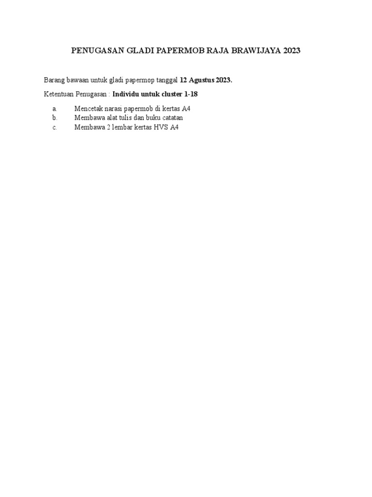 Penugasan Gladi Papermob 2023 | PDF