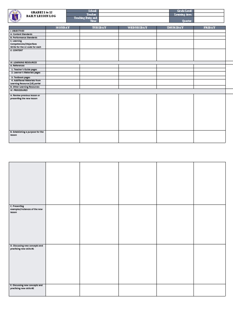 DLL Blank Template (English) | PDF