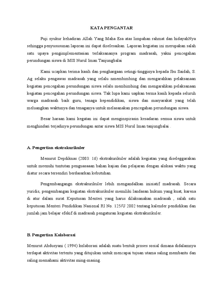 Laporan Ekstrakurikuler | PDF