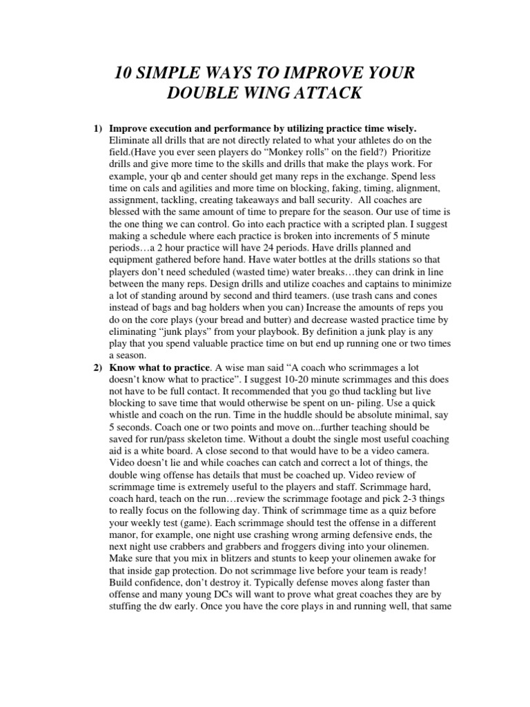 10 Simple Ways To Improve Your Double Wing Attack | PDF | Career ...
