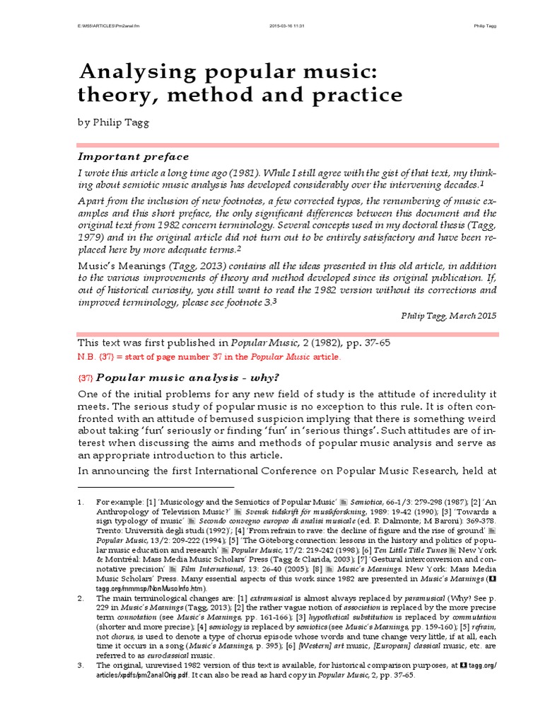 Analyzing Popular Music Theory | PDF