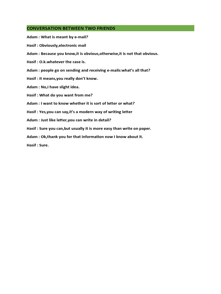 Conversation Between Two Friends | PDF