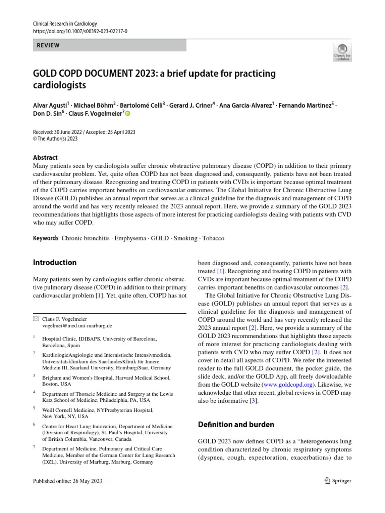 GOLD COPD 2023 Update for Cardiologists | PDF | Chronic Obstructive ...