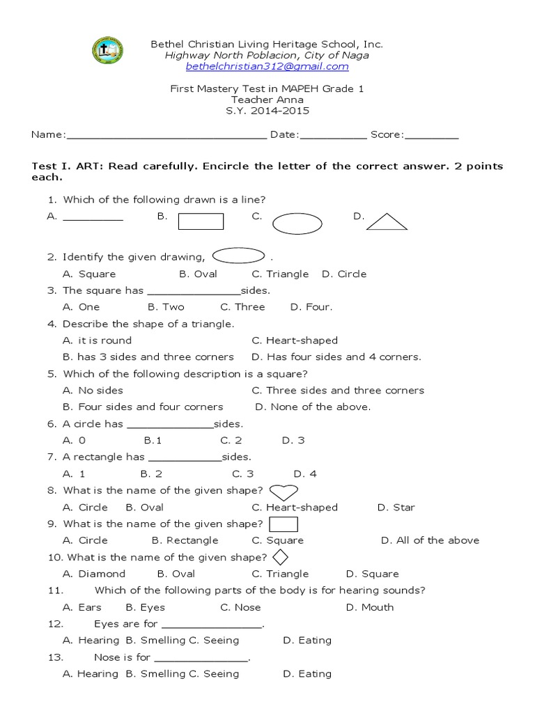 MAPEH (Grade 1) | PDF