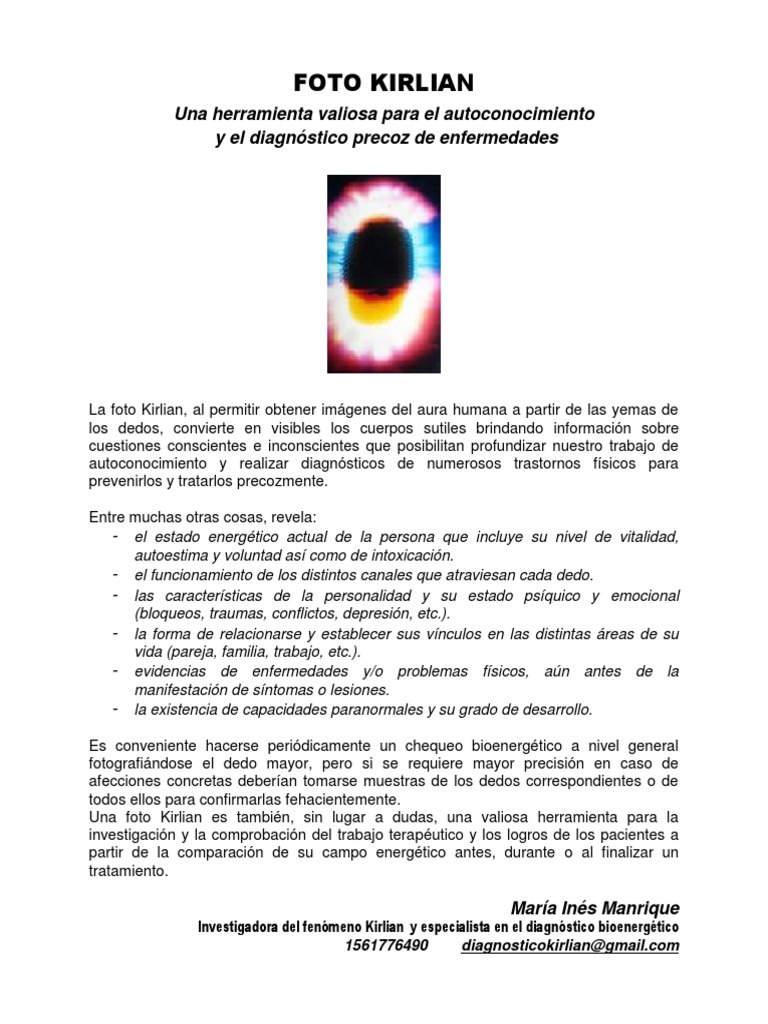 La Foto Kirlian Como Herramienta de Diagnóstico y Autoconocimiento | PDF