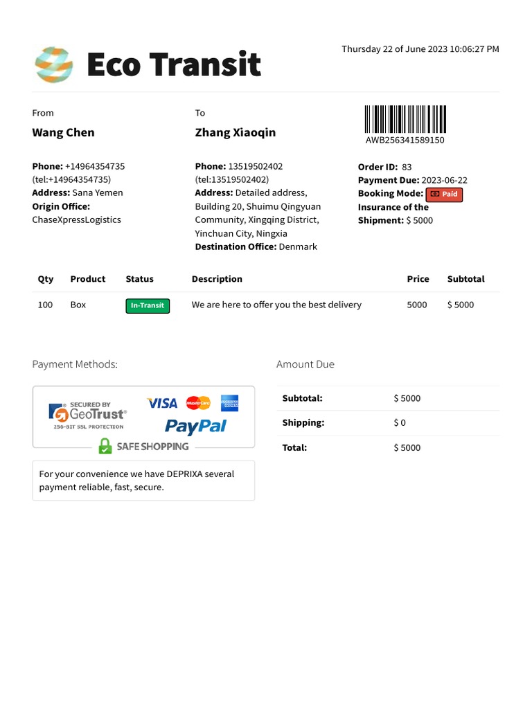 Flash Express Courier Service - Invoice | PDF