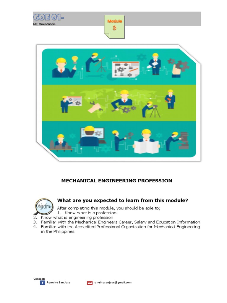 Module 3 COE 01 Orientation To ME 2022 23 | PDF | Engineer | Engineering