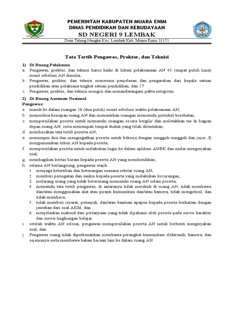 Tata Tertib Pengawas Proktor Dan Teknisi | PDF
