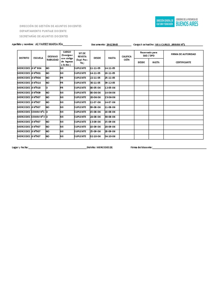 Formulario - 354 - Antiguedad - Reclamo de Antiguedad Docente 2020 | PDF
