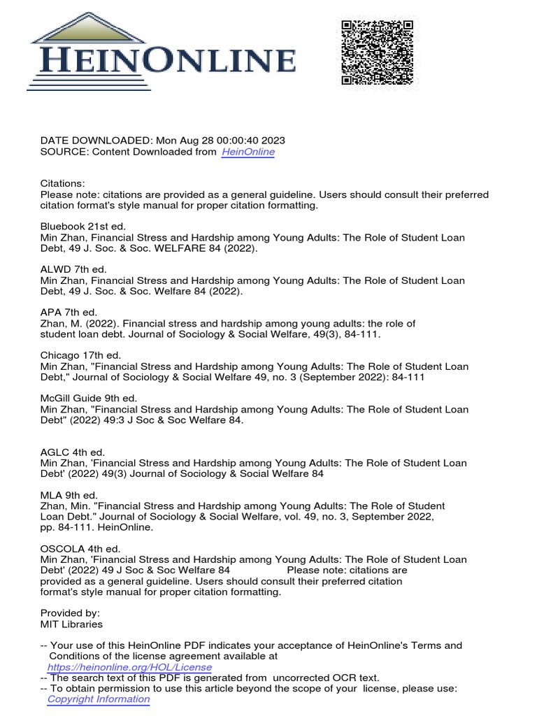 Financial Stress and Hardship Among Young Adults | PDF | Debt | Survey ...